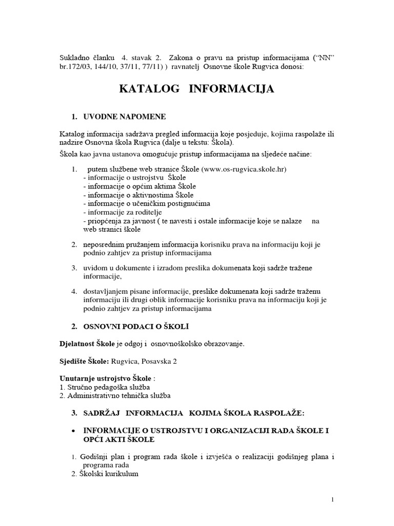 Informacije Katalog | PDF