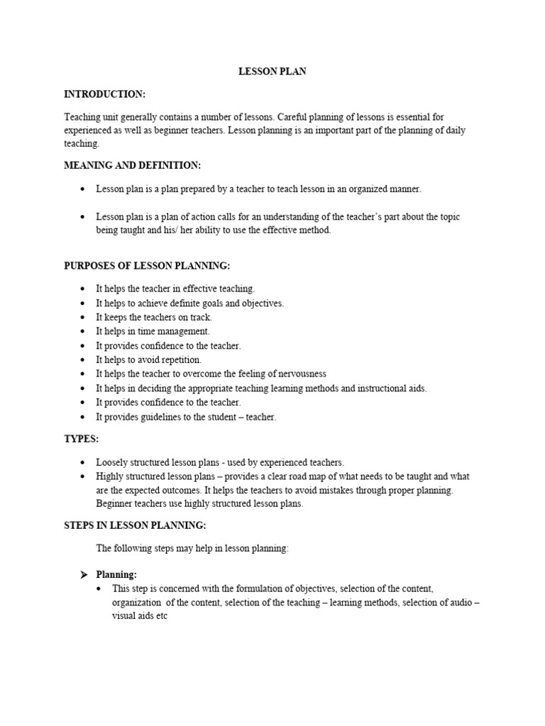 Lesson Plan | Download Free PDF | Lesson Plan | Teachers
