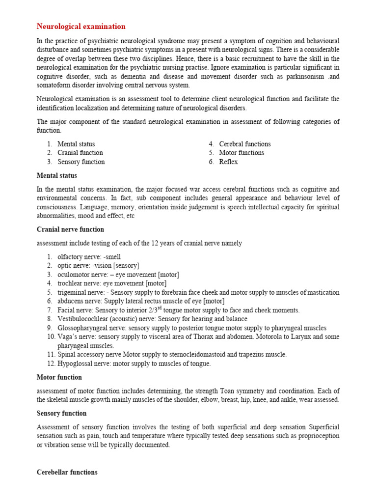 Neurological Examination | PDF | Neurological Disorders | Mental Disorder