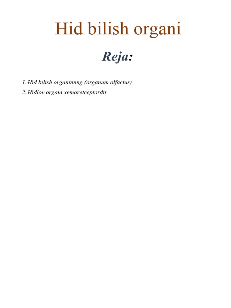 Hid Bilish Organining Tuzilishi | PDF | Social Science | Foreign ...