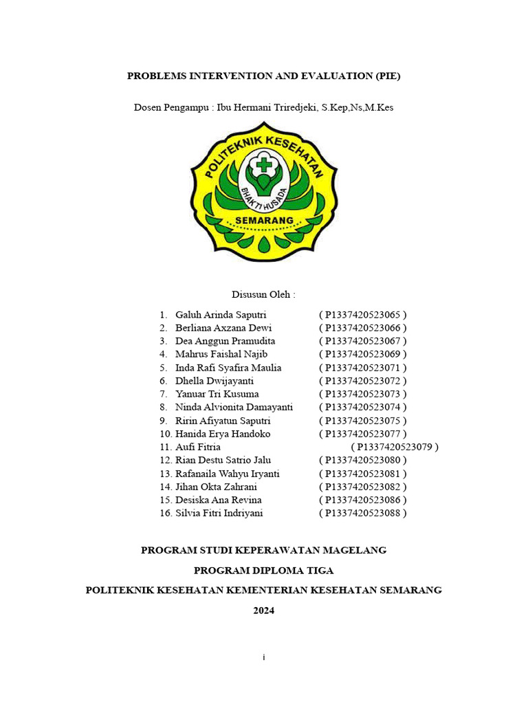 Problems Intervention and Evaluation Pie | PDF | Karier & Perkembangan