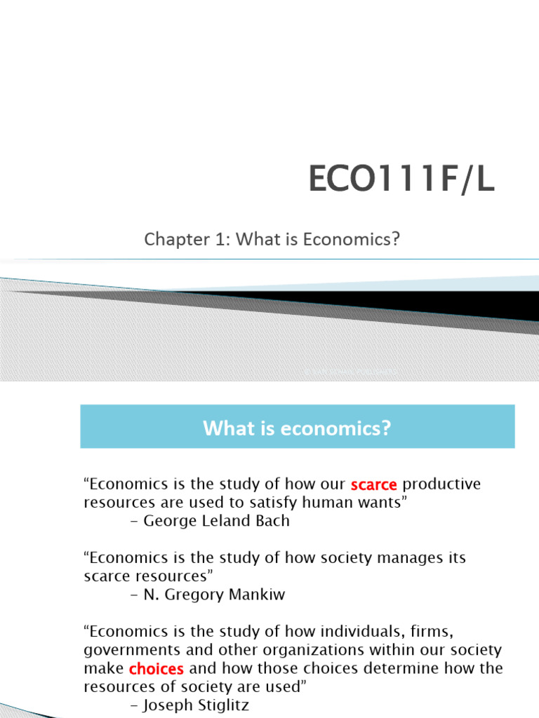 ECO 111F Chapter 1 2023 | PDF | Economics | Goods