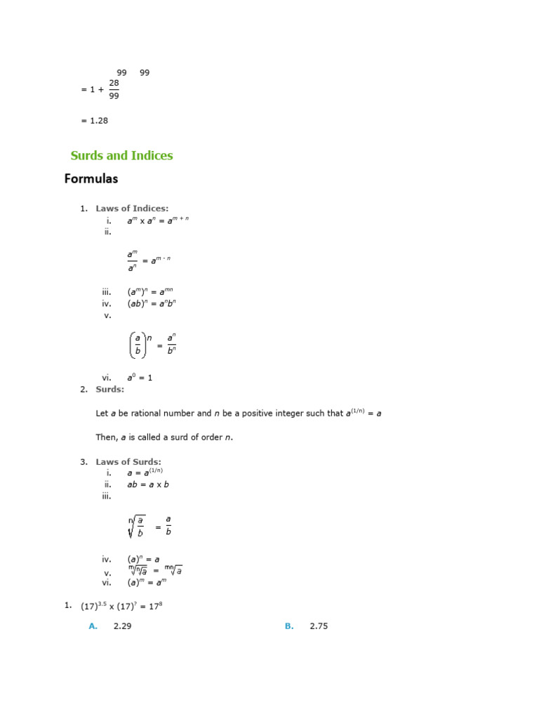 Surds | PDF | Teaching Methods & Materials