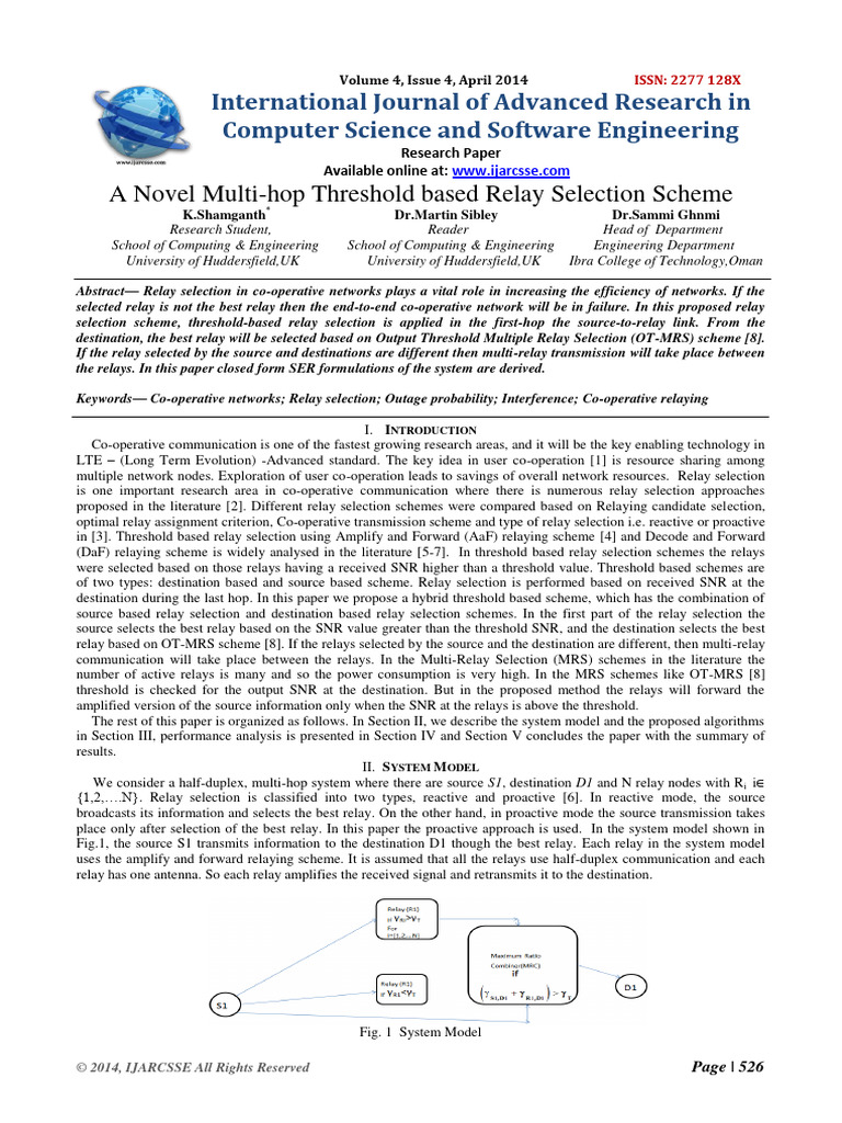 Paper published 2014 | PDF | Signal To Noise Ratio | Computer Network