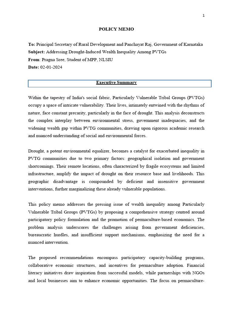 Policy Memo_Revised | PDF | Sustainability | Agriculture