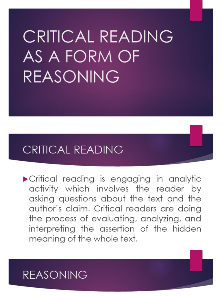 Critical Reading As A Form of Reasoning | PDF | Argument | Reason