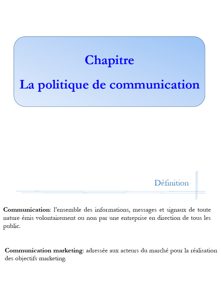 Politique de Communication en Entreprise | PDF | Commercialisation | la ...
