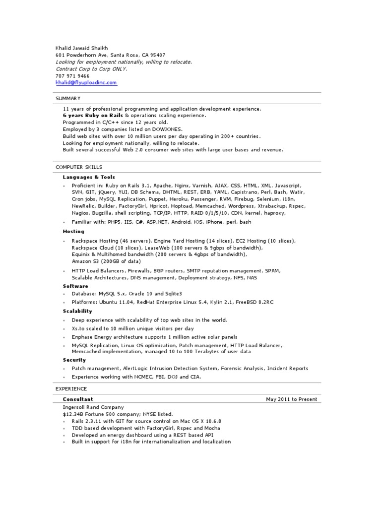 6 Years Ruby On Rails & Operations Scaling Experience | Download Free ...