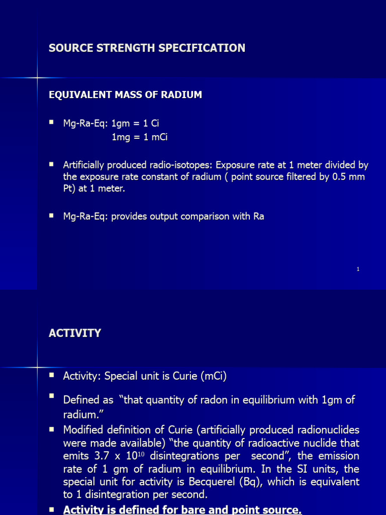 Source Strength and Activity Specifications | PDF | Radioactive Decay ...