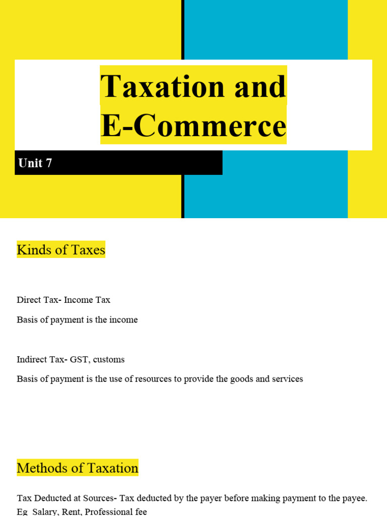 Taxation and E-Commerce | PDF | Taxes | Permanent Establishment