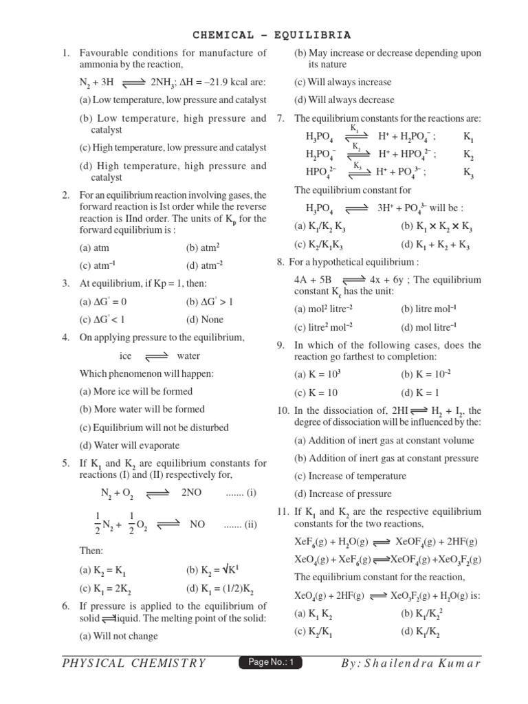 chemical-equilibrium-obj | PDF | Chemical Reactions | Analytical Chemistry