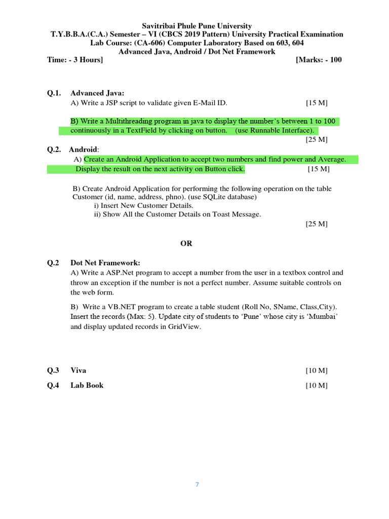 Selected Practical Slips Pdf Android Operating System Java Programming Language