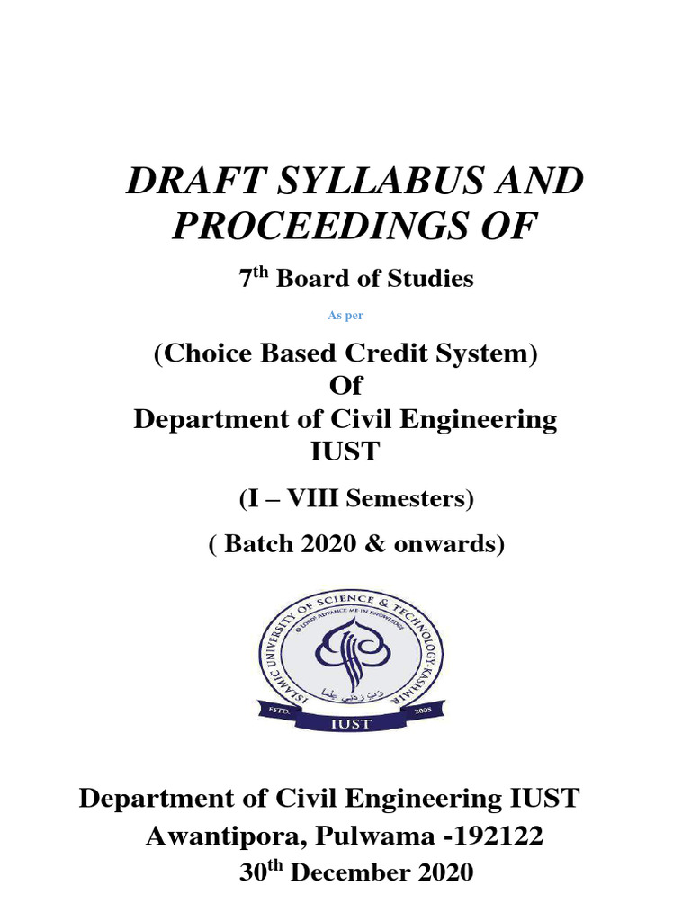 IUST B.Tech Civil Engineering Syllabus | PDF | Engineering | Waste
