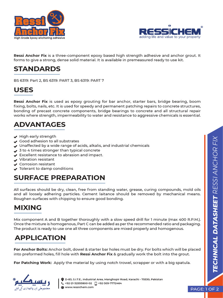 Ressi Anchor Fix | PDF | Concrete | Epoxy