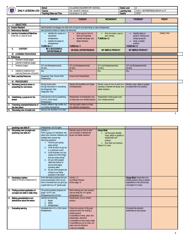 Dll Tle Ict Week 1 Pdf Educational Technology Learning