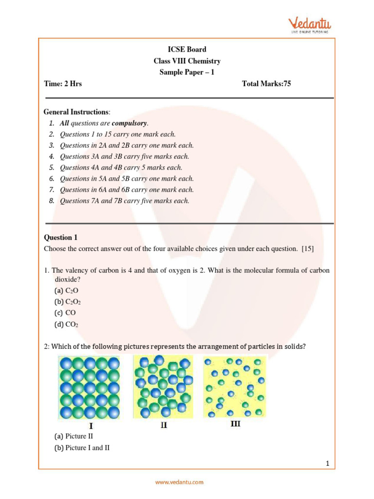 ICSE Sample Papers For Class 8 Chemistry Paper 1 (2023-24) | PDF | Greenhouse Effect | Chemical ...