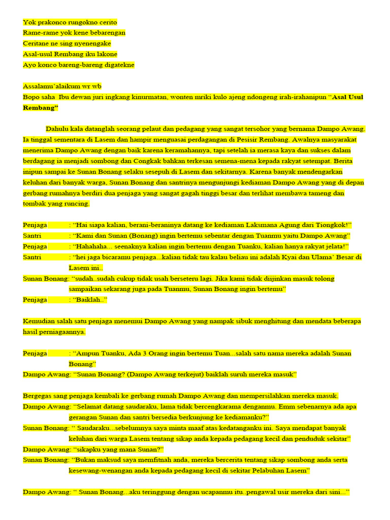 Legenda Asal Usul Rembang | PDF | Seni | Puisi