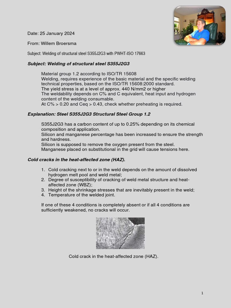 Welding of Structural Steel S355J2G3 With PWHT-ISO 17663 | PDF | Welding | Construction
