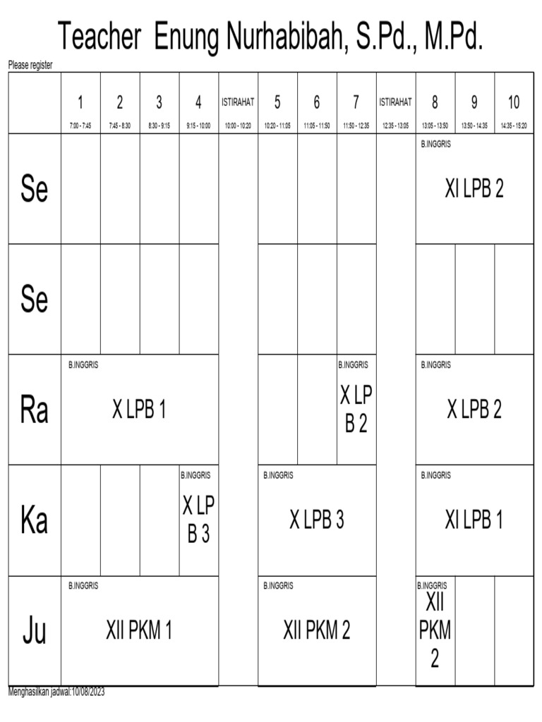 JADWAL KBM 2023-2024 - Perguru - REV 2 | PDF