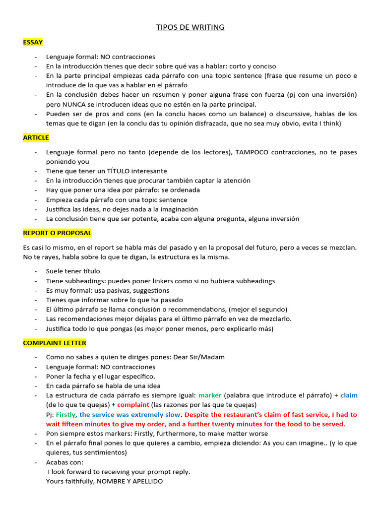 Tipos de Writing | PDF | Lingüística | Sintaxis
