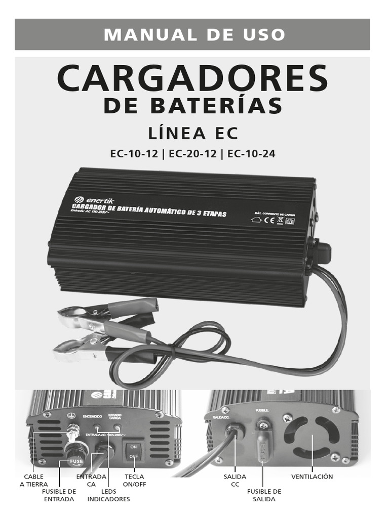 Manual Cargador de Baterias Ec | PDF | Cargador de batería | Corriente continua