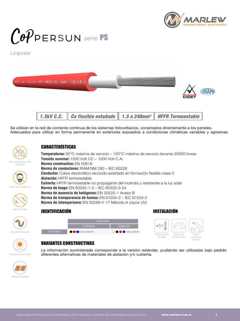 Marlew Coppersun PS | PDF | Corriente eléctrica | Conductor electrico