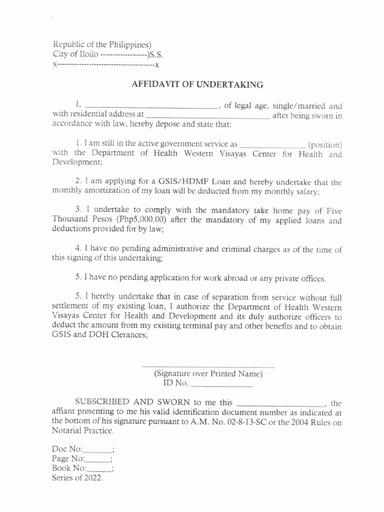 Affidavit of Undertaking 1 | PDF