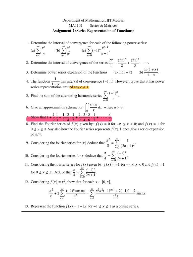 Assignment 2 | PDF | Power Series | Calculus