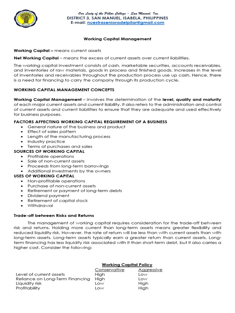 Working Capital Management | PDF | Working Capital | Debt