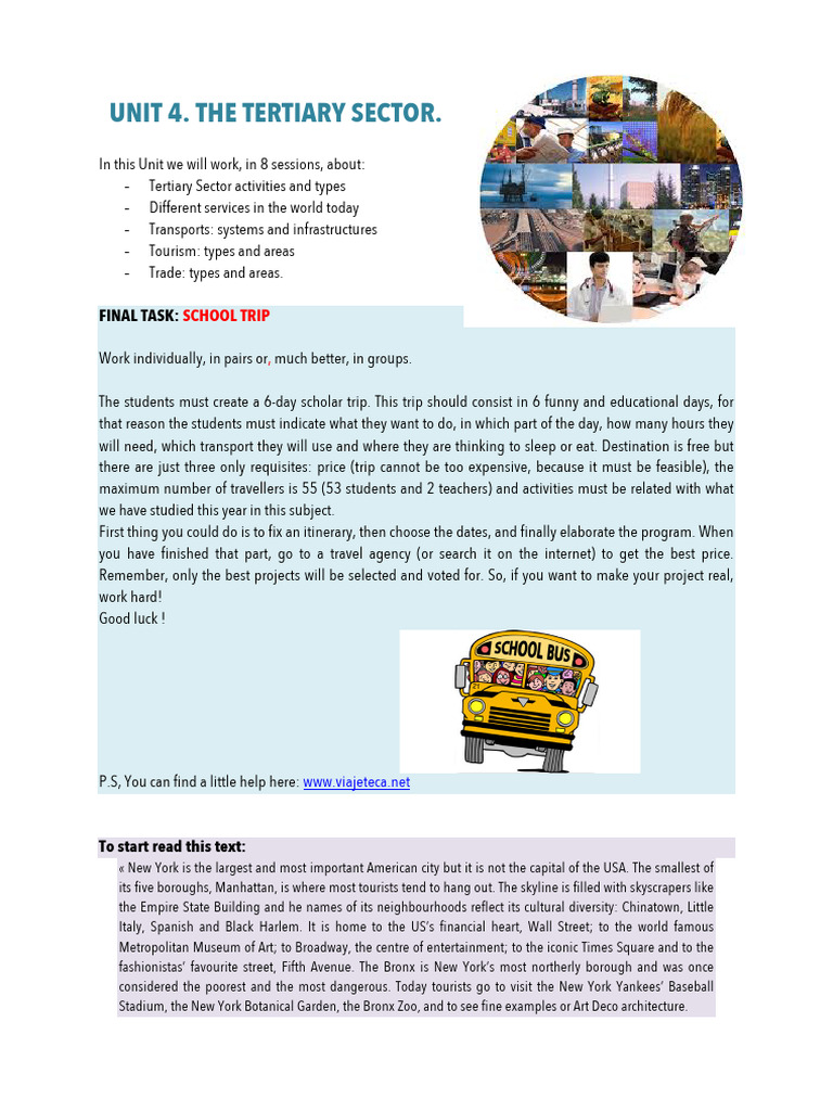 Tertiary Sector and Tourism Activities | PDF | Tourism | New York City