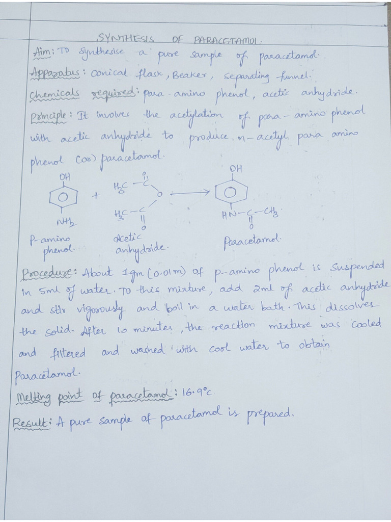 Synthesis of Paracetamol | PDF
