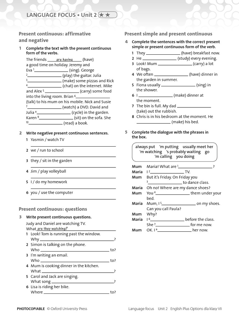 English Plus Options g7 Langfocus Two Star Unit 2 | PDF | Linguistic Morphology | Syntax