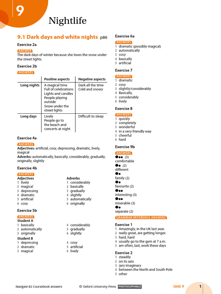 Navigate b2 Coursebook Unit 9 Answer Key | PDF | Moon