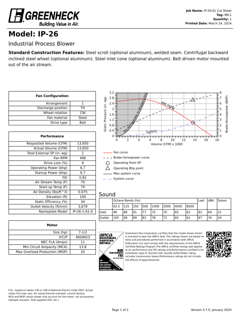 Model: IP-26: Industrial Process Blower | PDF | Horsepower ...