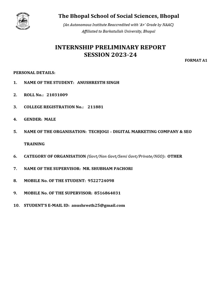 Preliminary Report of Internship (2023-24) | PDF | Search Engine ...