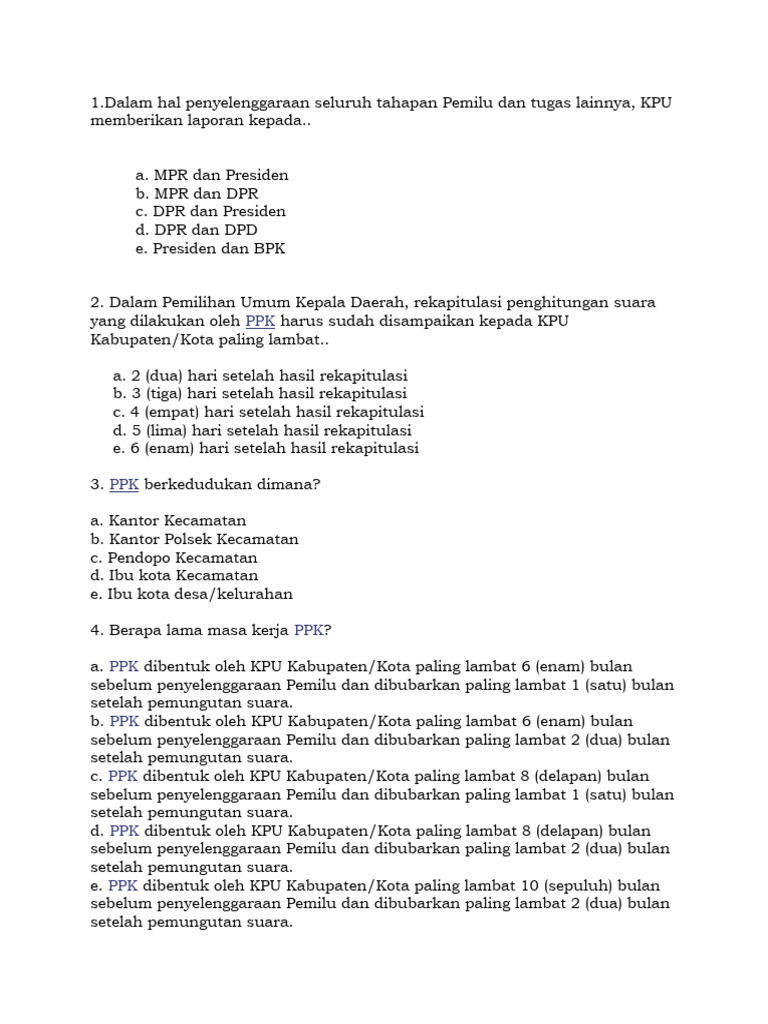 Contoh Soal Ppk-Kpu | PDF