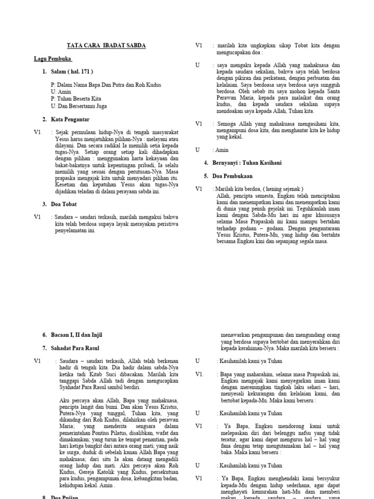 Tata Cara Ibadat Sabda | PDF