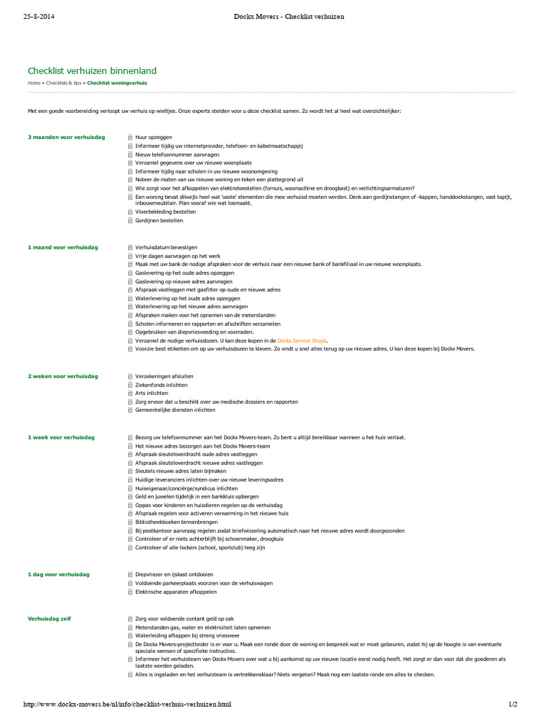 Checklist Verhuizen | PDF