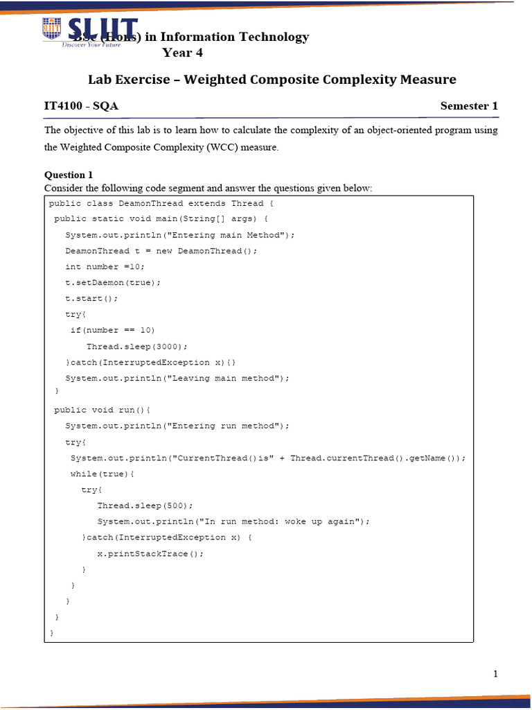 WCC Complexity Measure Lab Exercise | PDF | Computing | Computer ...