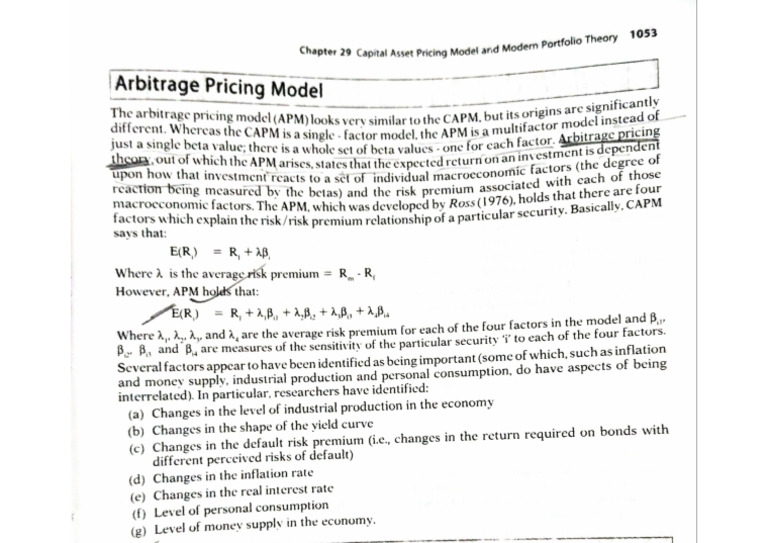 Arbitrage Pricing Model | PDF