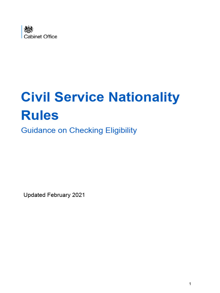 Civil Service Nationality Rules Guide | PDF | Citizenship | European ...