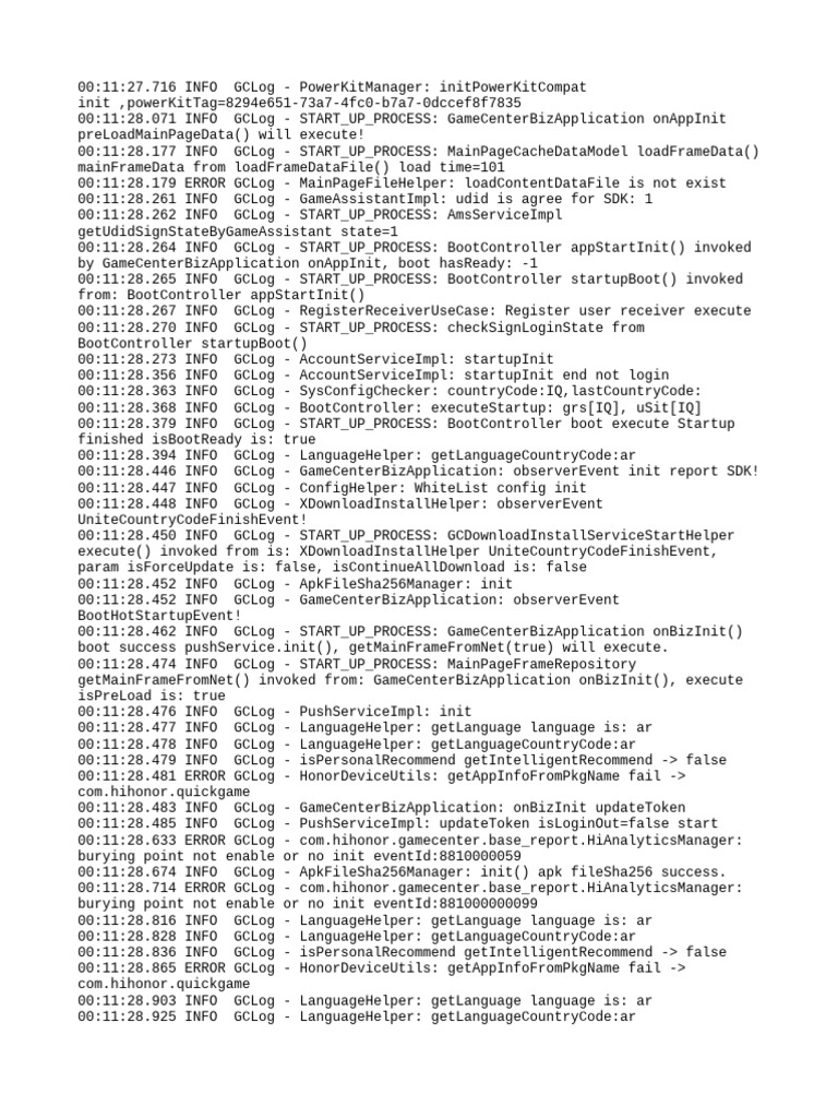 GameCenter Startup Log Analysis | PDF | Computer Data | Computer Engineering