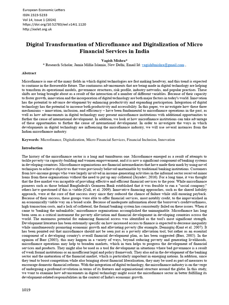 02 Vagish European Ecomic Letters | PDF | Microfinance | Cloud Computing