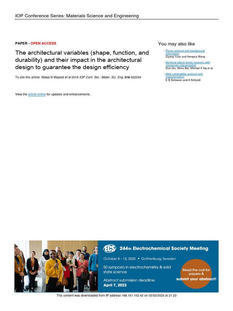 The Architectural Variables Shape Function and Dur | PDF | Mean ...