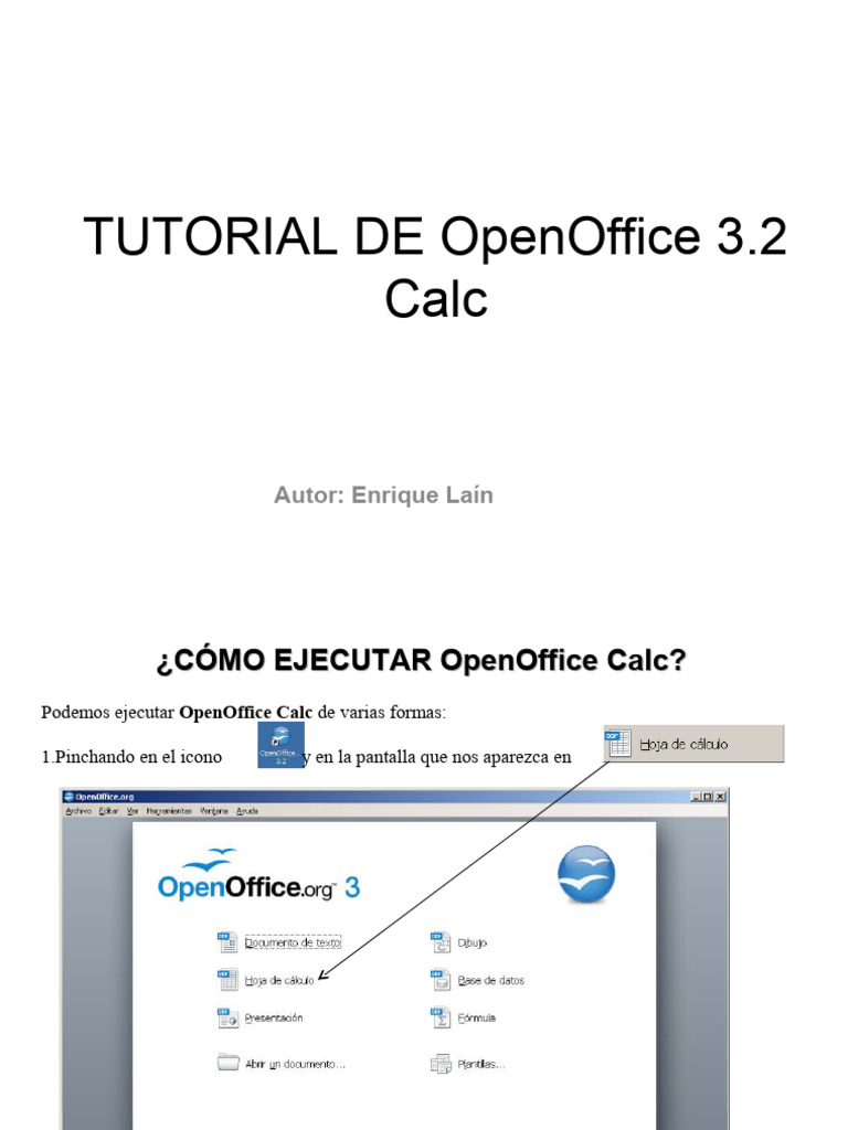 Open Office Calc 1 | PDF | Hoja de cálculo | Ventana (informática)