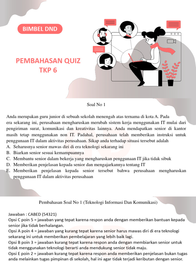 Pembahasan Quiz TKP 6 B2 2024 | PDF | Karier & Perkembangan