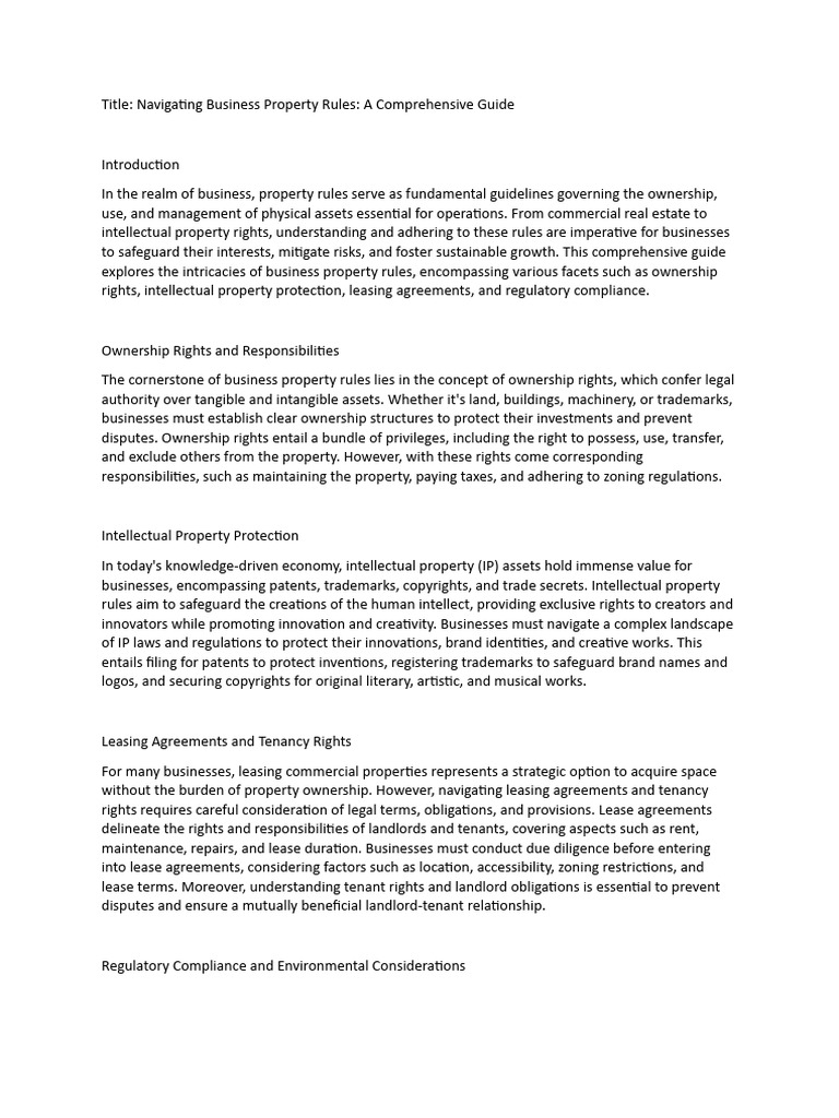 Business Prperty Write | PDF | Intellectual Property | Lease