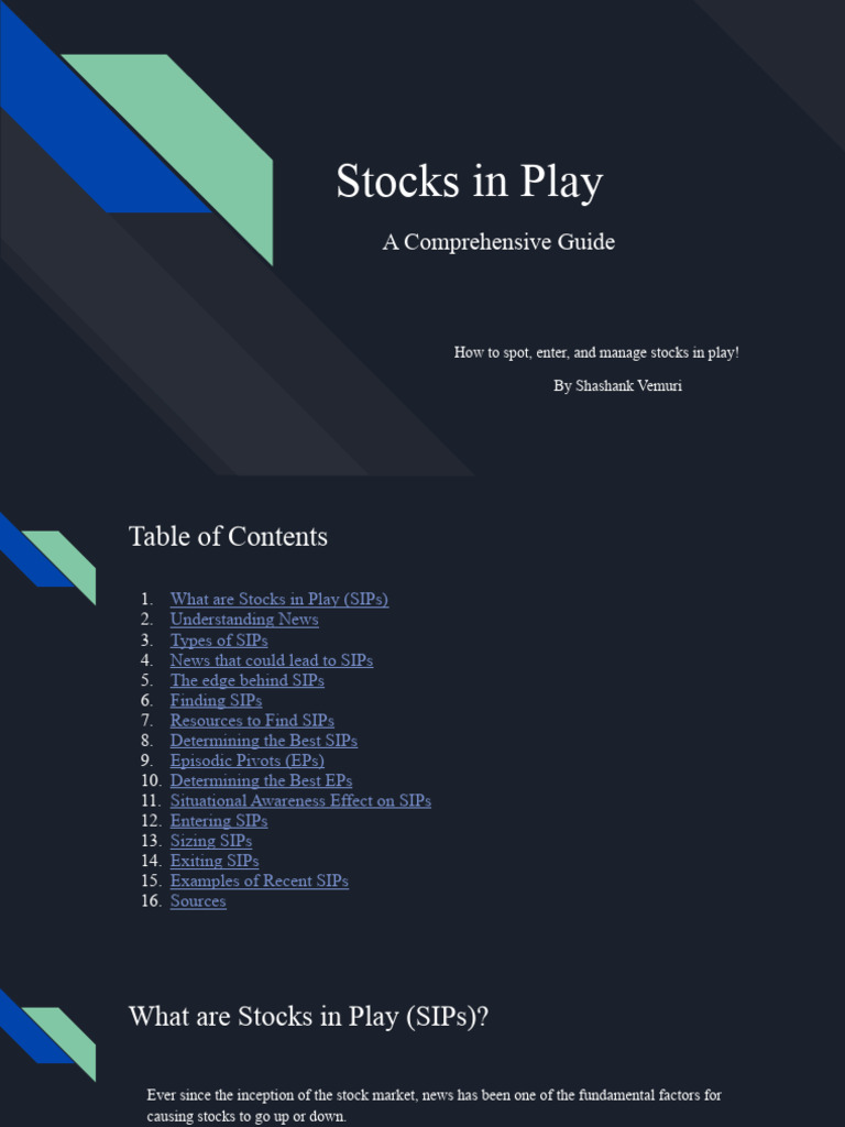 Stocks in Play Comprehensive Guide | PDF | Stocks | Market Trend
