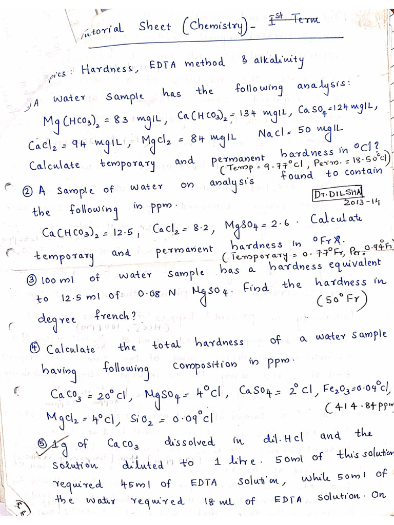 Chemistry Tutorial Sheet-1 | PDF