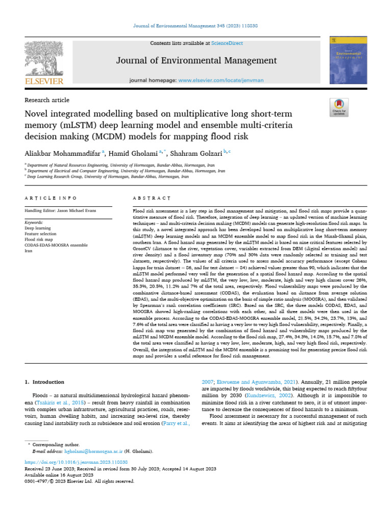 deep learning model and ensemble multi-criteria | PDF | Flood | Deep Learning